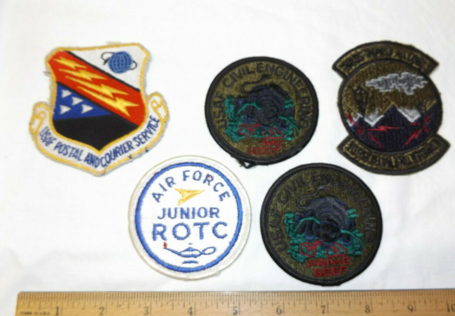 5 USAF PATCHES Jr ROTC Comm Squadron CIVIL ENGINEERING PRIME BEEF ...