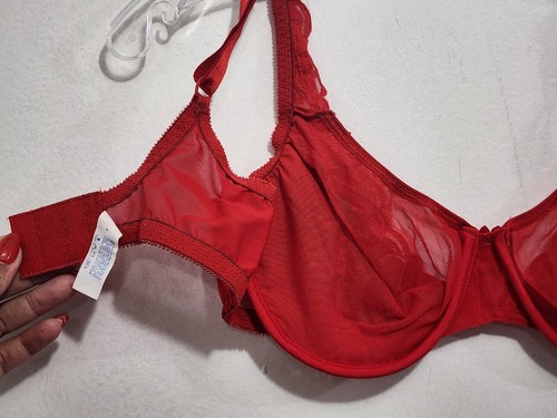 Vintage Olga Red Lace Underwire Bra 33099 Size 36D Nylon Bow Sexy ...
