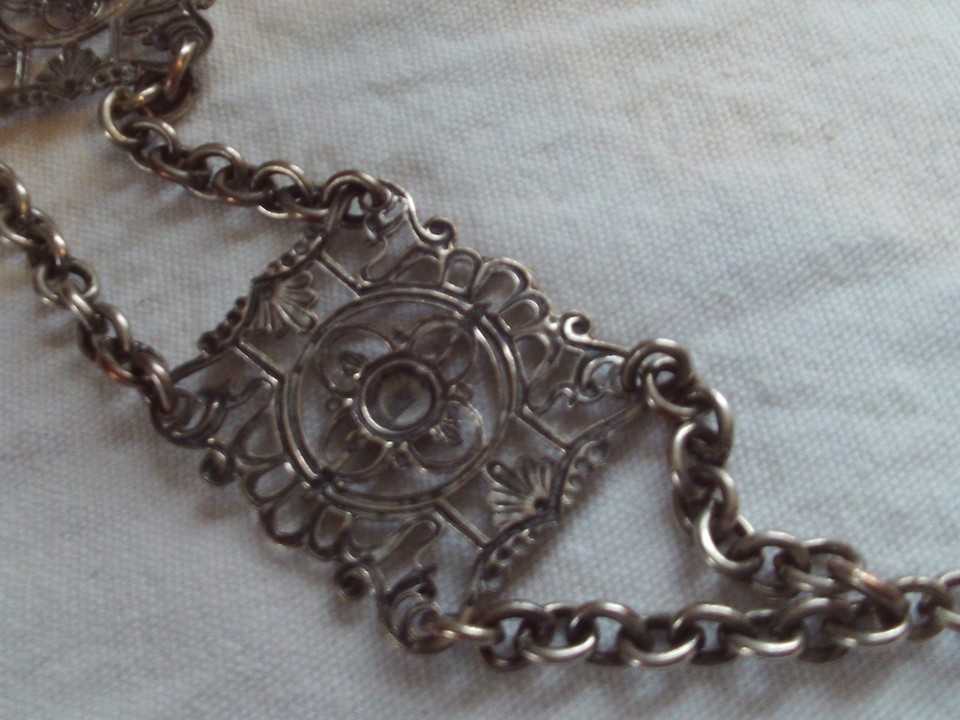 NA623 SUPERB VICTORIAN SILVER PLATE ON COPPER BELT WITH FLOWER SELLER ...