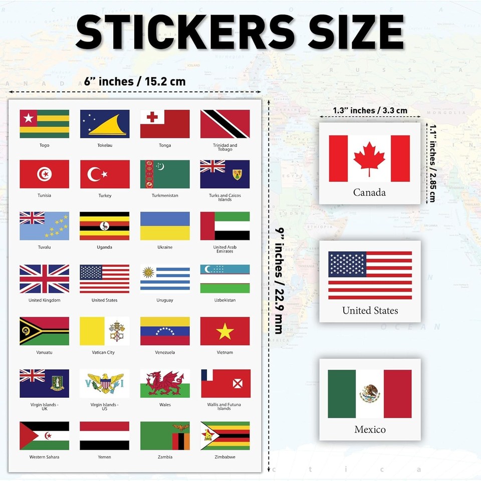 Flags of the World Stickers - Premium Country Flags and Mini Flag ...