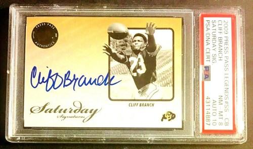 Oakland Raiders CLIFF BRANCH autograph signed Card COLORADO PSADNA 10 ...