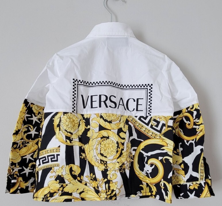 NWT NEW YOUNG VERSACE girls cotton blouse white, yellow and black12/18M ...