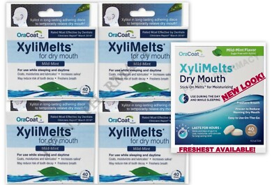 Xylimelts Dry Mouth Discs MILD MINT 40ct ( 4 pack ) 160 tabs! NEW LOOK ...