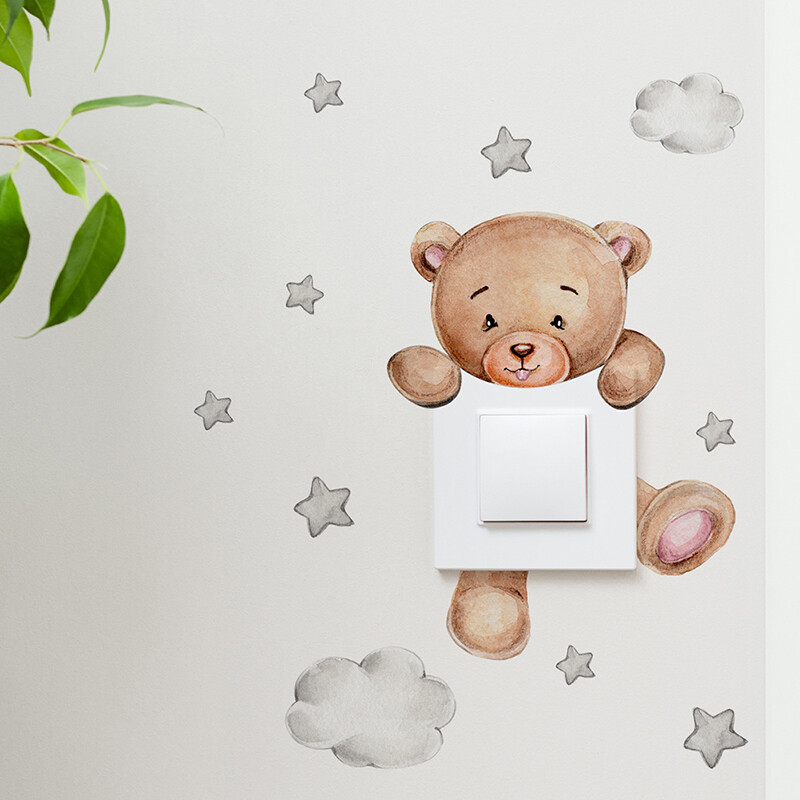 Cartoon Bear Star Switch Sticker For Kid Baby Room Bedroom Decoration ...
