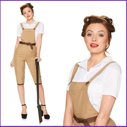 Ladies 1940s Land Girl Fancy Dress Costume Outfit | eBay UK
