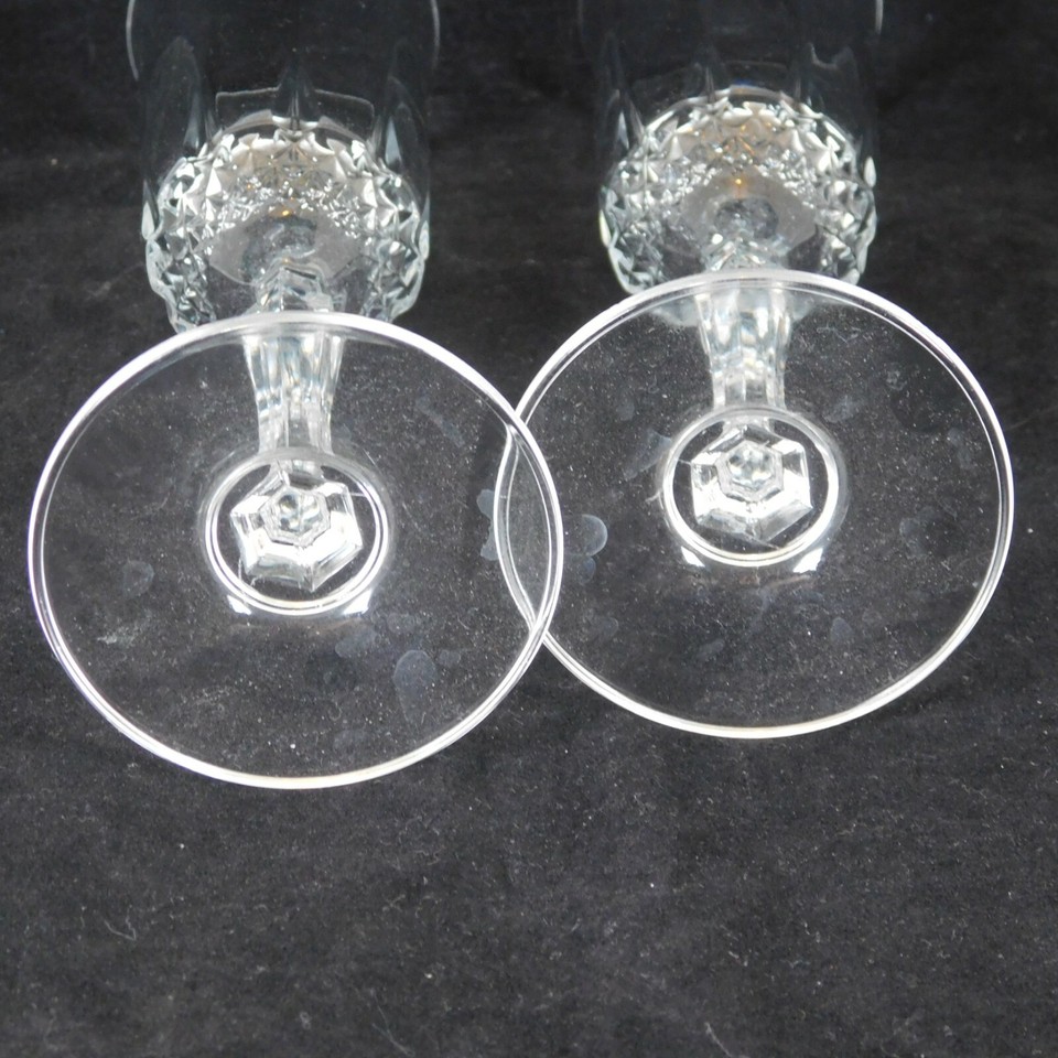 Set of 2 Cut Crystal Champagne Flutes 8.5 in tall Hexagonal Stem ...