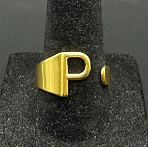 Vintage Antique Gold Tone Letter "P" Alphabet Ring - … - Gem