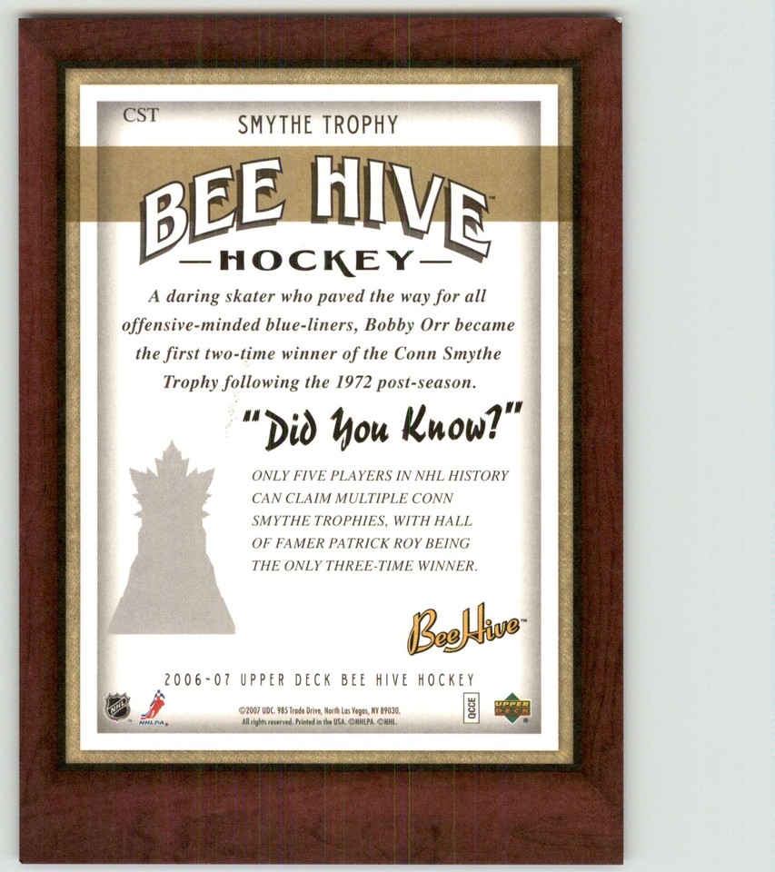 2006-07 Upper Deck Beehive 5X7 Cherry Wood Smythe Trophy #CST | eBay