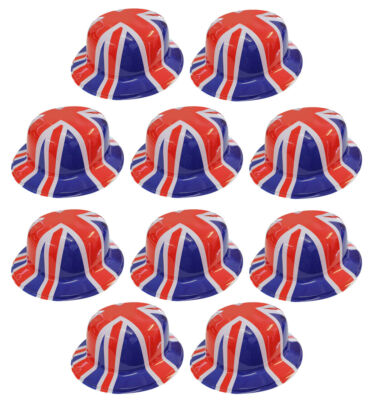 Union Jack Bowler Hats Wholesale Fancy Dress Up British King Charles ...