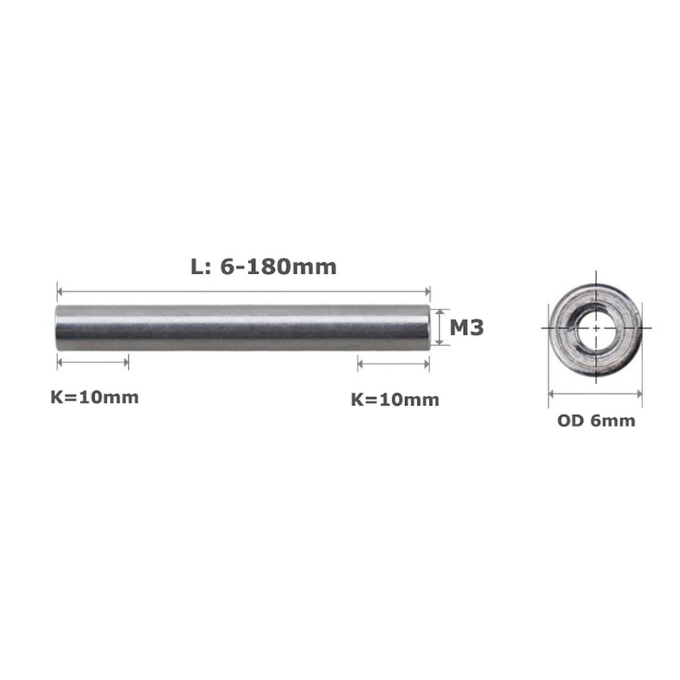Standoff Nut Connector / OD 6mm M3 Aluminum Column Round Threaded ...