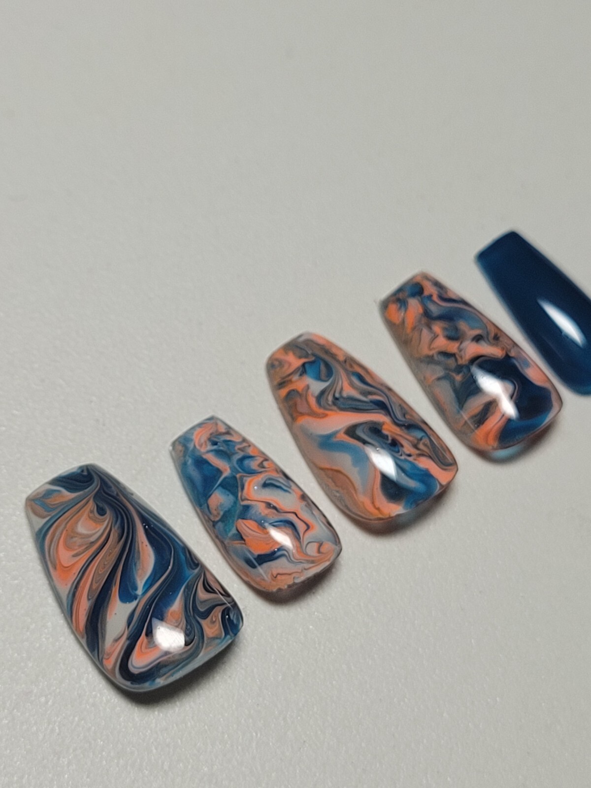 Custom Gel Press on Nails fake nails Handmade 10 pc set LARGE blue ...
