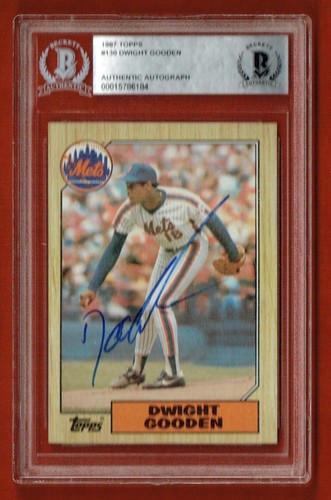 1987 Topps 130 Dwight Doc Gooden Signed Card BAS Auto New York Mets Set ...