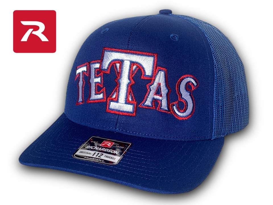 "TETAS" Texas Rangers Overlap Richardson 112 Trucker Hats Embroidered ...