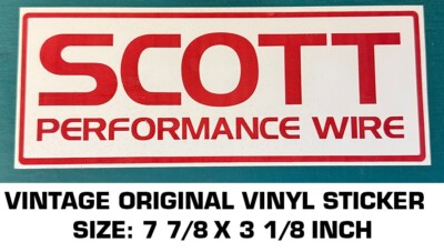 SCOTT PERFORMANCE WIRE VINTAGE ORIGINAL VINYL DECAL STICKER - RACING ...