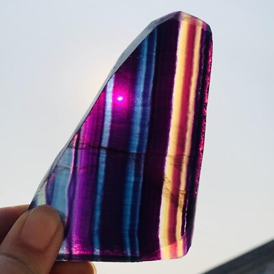 291g Natural beautiful Rainbow Fluorite Crystal flake original stone ...