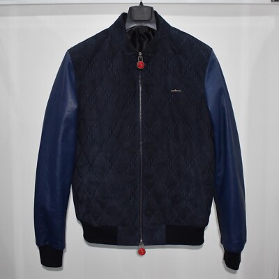 Kiton Genuine Suede Smooth Leather Lambskin Men's Navy Blue Luxury ...