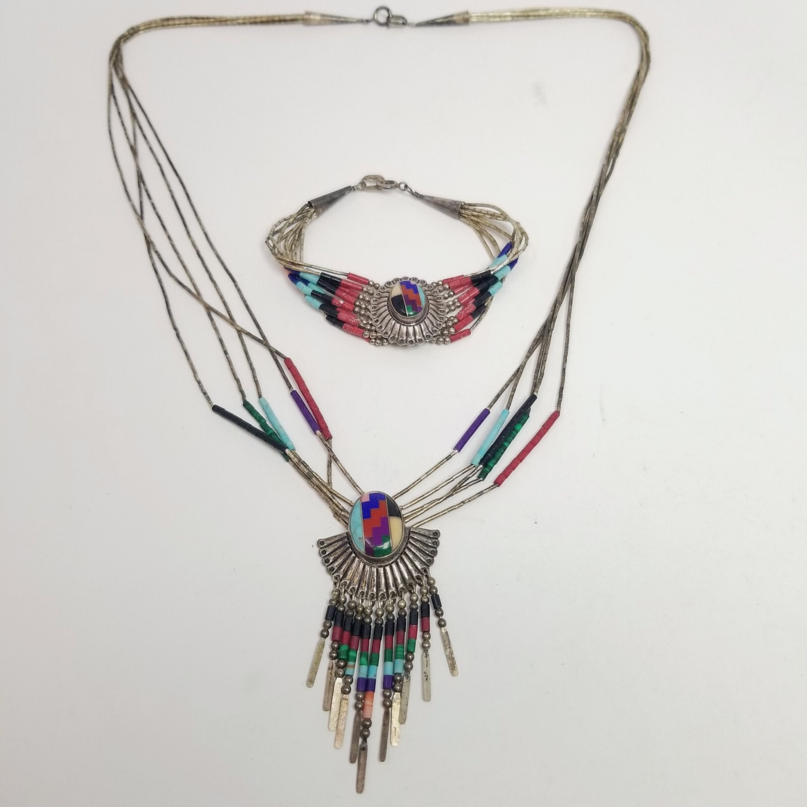 Vintage Liquid Silver Strand Multi Stone Sterling Nec… - Gem