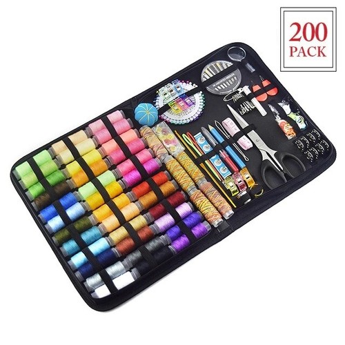 200pcs Needle Scissor Sewing Kit Set Thimble Thread Travel Emergency ...