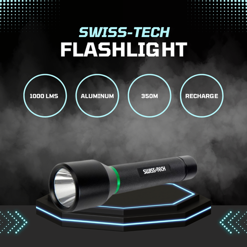 SWISS+TECH 1000lm Dual Power Flashlight - IPX4 Water-Resistant ...