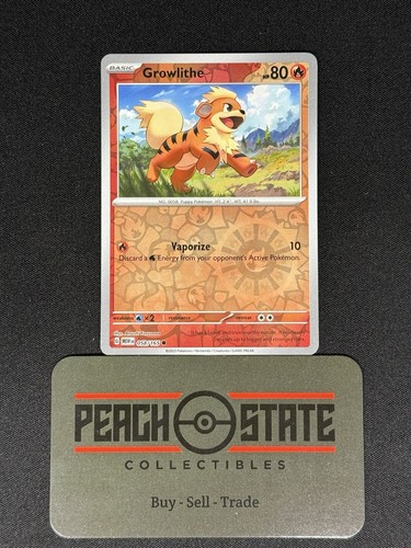 Growlithe Reverse Holo Pokemon 151 Scarlet & Violet Card 58/165 MEW EN ...