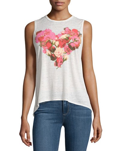 CHASER FLORAL HEART GRAPHIC MUSCLE TANK TOP VINTAGE JERSEY T SHIRT OPAL ...