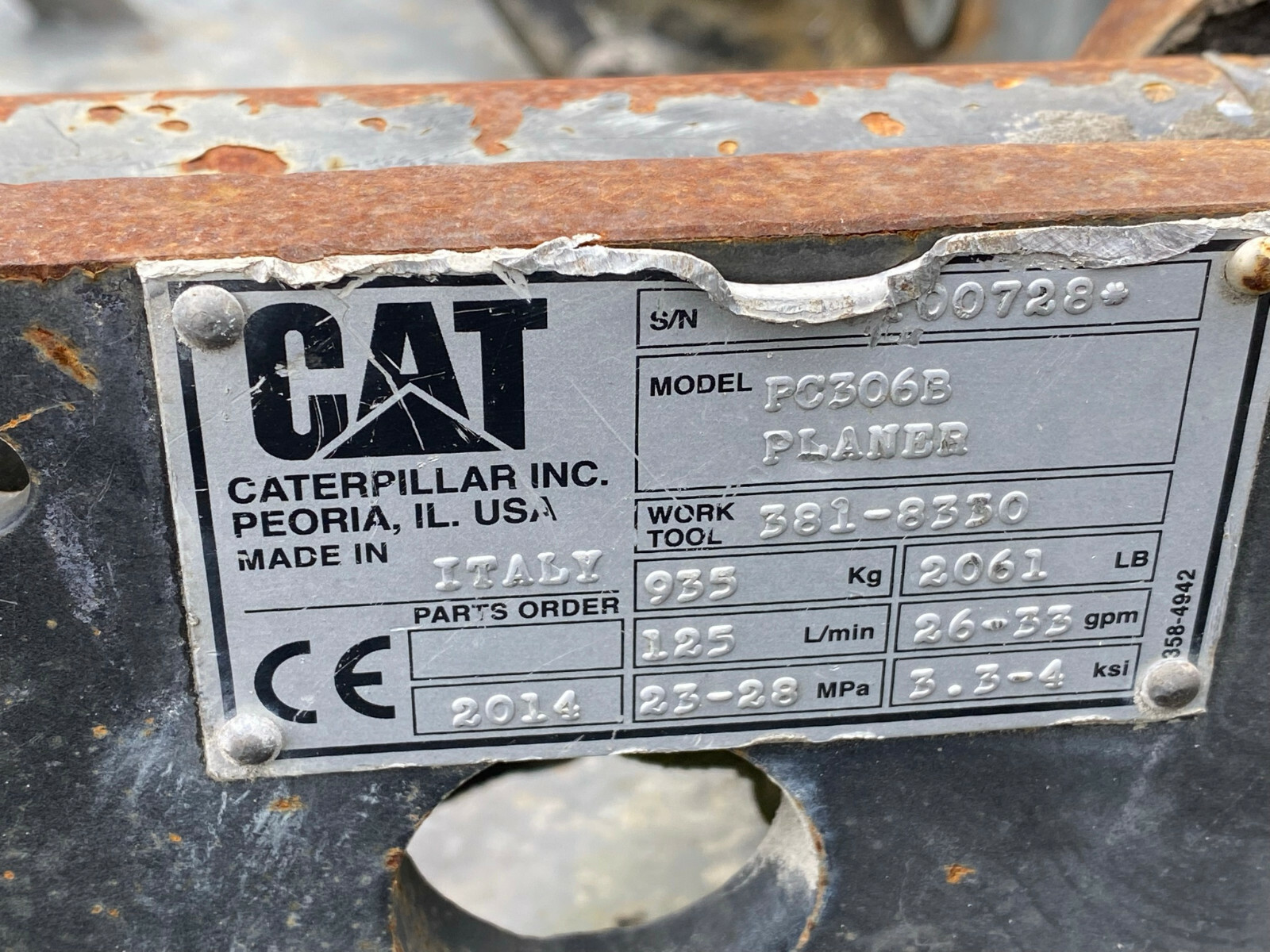 2014 CAT 24" PC306B Asphalt Planer Skid Steer Attachment, High Flow ...