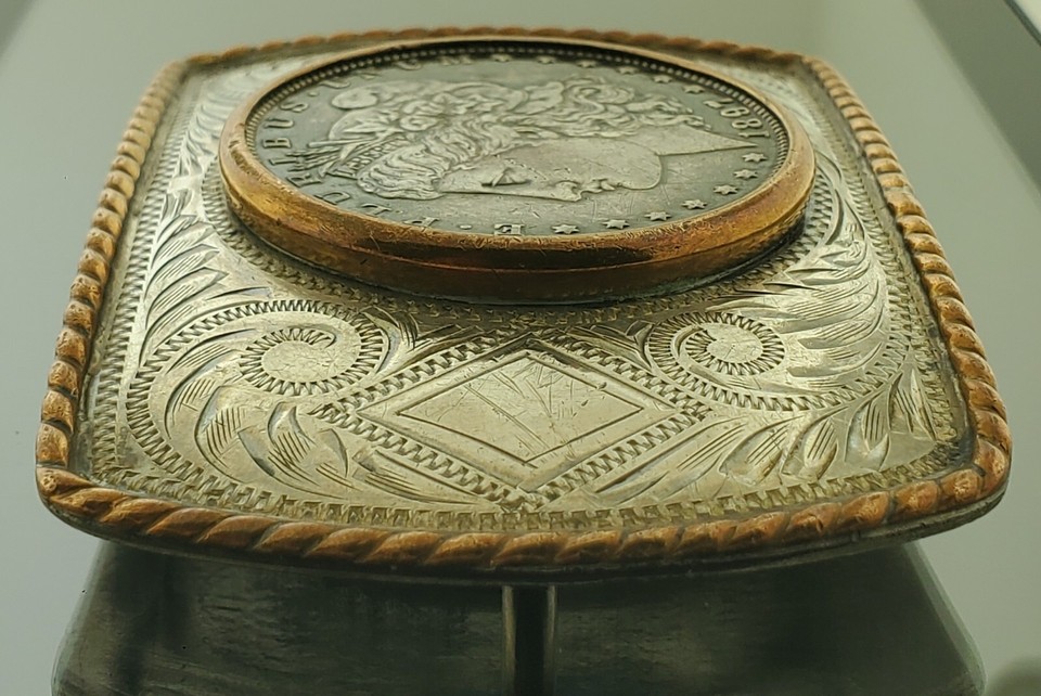 1897 Morgan Silver Dollar COMSTOCK SILVERSMITHS Belt Buckle Sterling ...