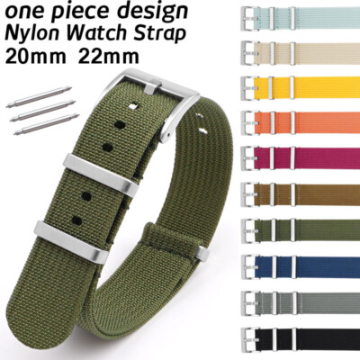 20 22mm Long Fabric Watch Band One Piece Nylon Strap Wrist Bracelet ...