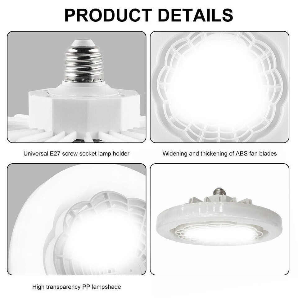 Fan For E27 Socket Light With Remote, Ceiling Fan Adjustable Smart LED ...