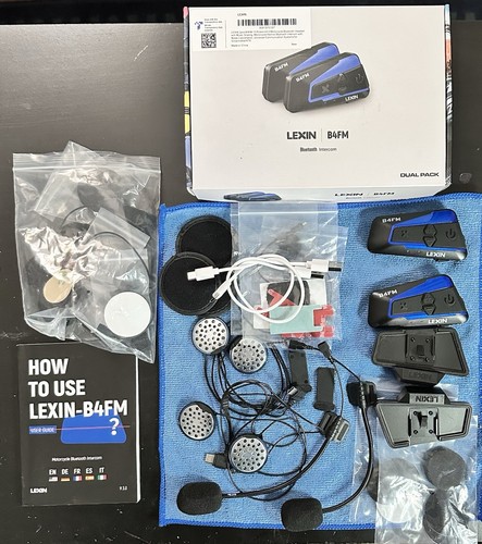 2Pcs LEXIN B4FM 10 Way Motorcycle Headset Bluetooth Helmet Intercom ...