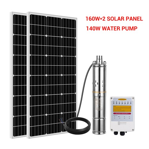 3" DC Screw Solar Bore Pump Deep Well Submersible + 320W Solar Panel ...