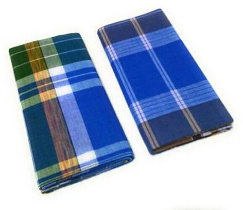 Couleurs coton Self Design Rayé Checkered Lungi multicolore pack de 2 ...