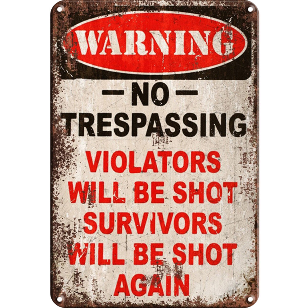 T0# Vintage Metal Plate Warning Sign Rectangular Iron Painting Wall Art ...