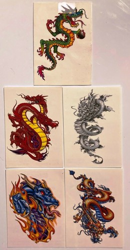 Dragons Lot of 5 Vending Machine Temporary Tattoos Urban Ink Black ...