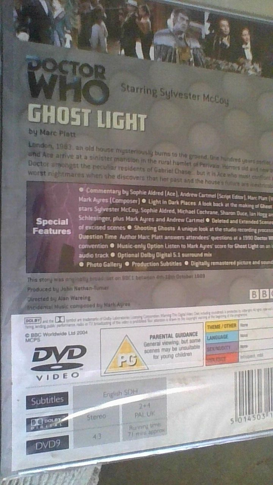 Doctor Who, Ghost Light DVD, NEW & Sealed, Dr Sylvester McCoy, BBC ...