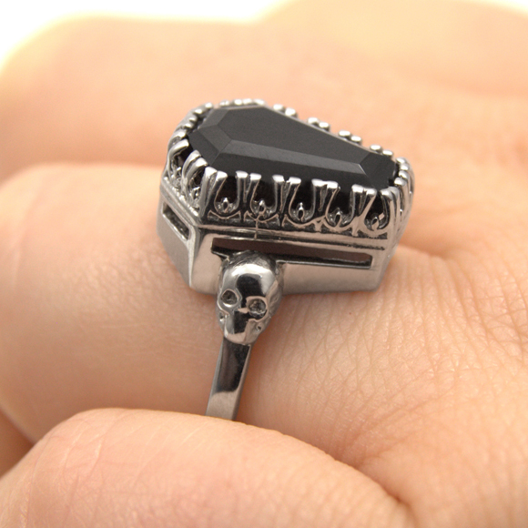 Coffin and Skull Ring Natural Gemstone Set In Sterling Silver | eBay