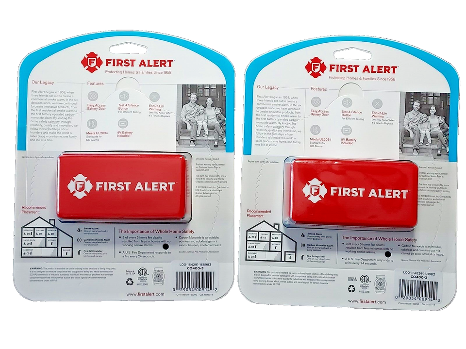 2 First Alert 1039718 CO400 Basic Battery Operated Carbon Monoxide ...