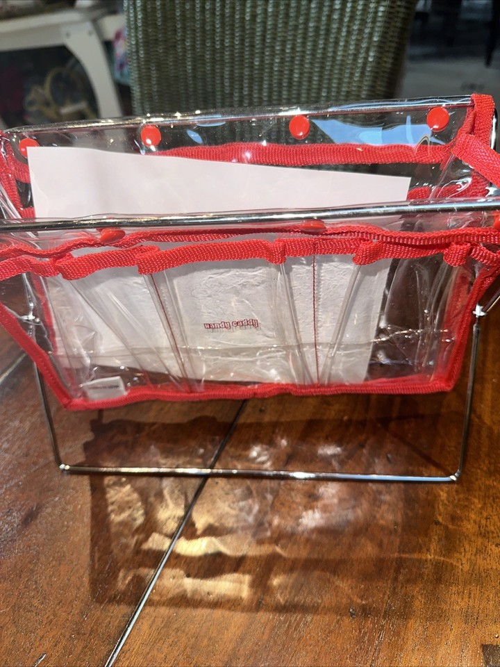 Folding Handy Caddy Clear View Organizer Red Trim With Pockets New Art ...