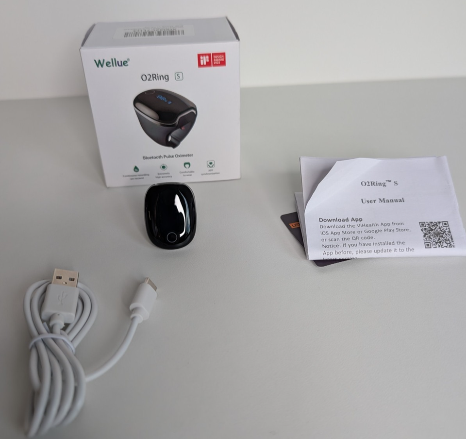 Wellue O2Ring-S Oxygen Monitor with Vibration Reminder, Bluetooth Pulse ...