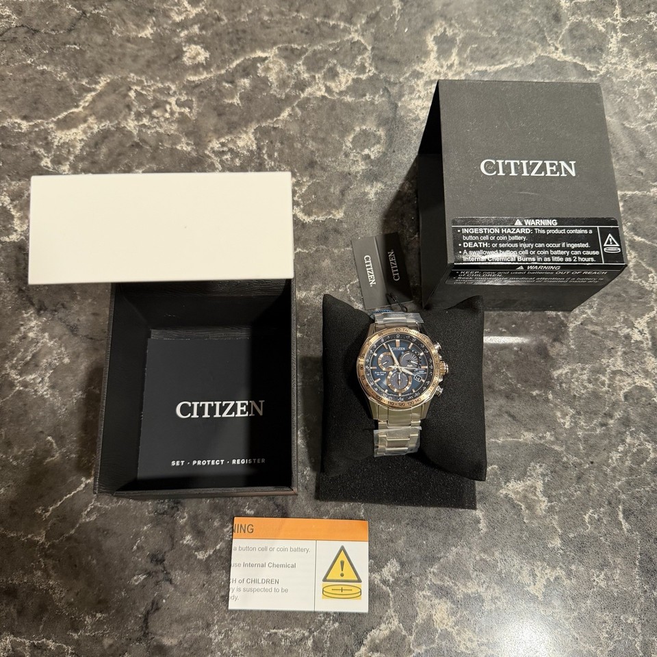 NEW Men's Citizen Eco-Drive PCAT Blue Dial Two-Tone Watch | eBay