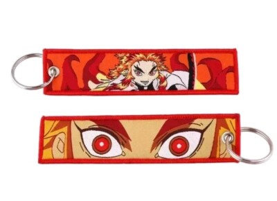 Demon Slayer Kyojuro Rengoku Anime Embroidered Double Sided Key Tag ...