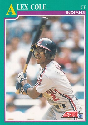 1991 Score #555 Alex Cole MLB Cleveland Indians + (Yes 3 Free Mystery ...