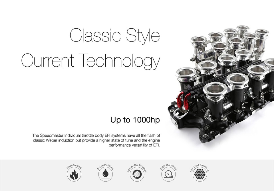 Chevy SBC 350 Downdraft EFI Stack Intake Manifold System Complete Black ...