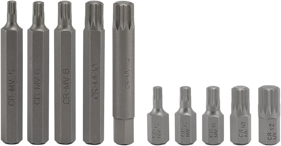 Neiko 10078A XZN Triple Square Spline Bit 12 Point Set, Crv Steel, 11 ...