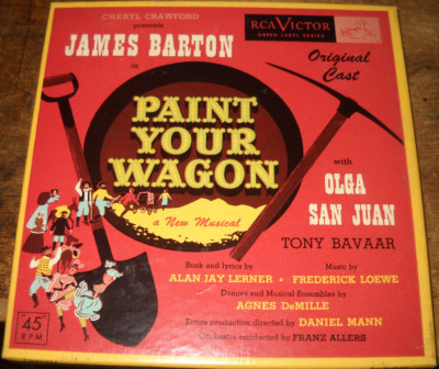 RARE 45 RECORD SET WITH BOX RCA VICTOR PAINT YOUR WAGON ORIGINAL CAST ...