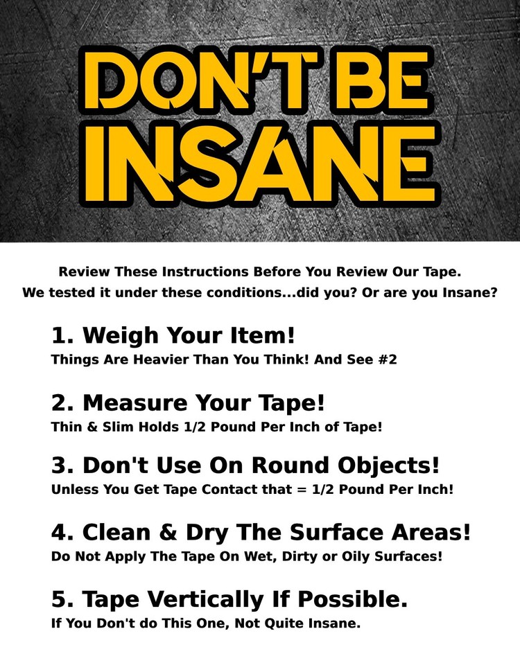 Insanity HEAVY DUTY Double Sided Alien Tape Removable Acrylic Gel ...