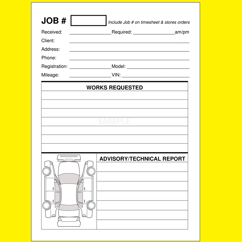 Garage Repair Job Cards A5 Time Sheet Works Pad Image 100 Workshop ...