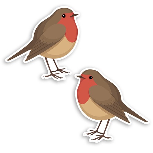 2 x 10cm Cute Red Robin Vinyl Stickers Bird Wildlife Nature Gift ...