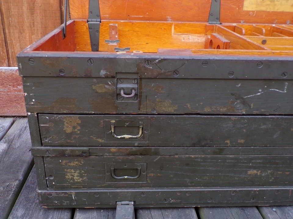 Vintage WWII Military Tool Chest w/ Drawers US Army Signal Corps Wood ...