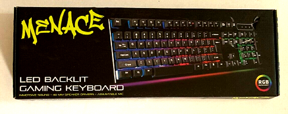 Menace LED Backlit Gaming Keyboard RGB Backlight USB Wired Anti ...